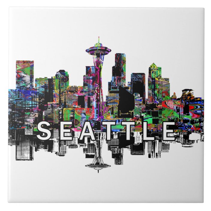 Seattle, Washington in graffiti Ceramic Tile | Zazzle.com