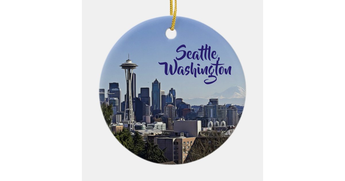 Seattle, Washington Keepsake Souvenir Christmas Ceramic Ornament | Zazzle
