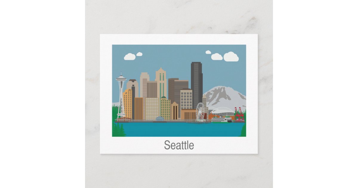 Seattle, Washington Skyline Postcard | Zazzle