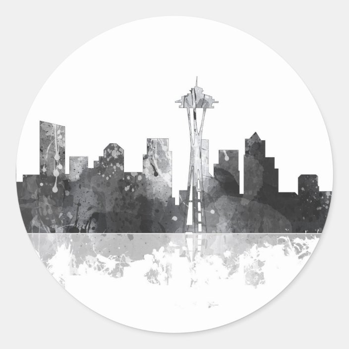SEATTLE WASHINGTON SKYLINE -Stickers Classic Round Sticker | Zazzle.com