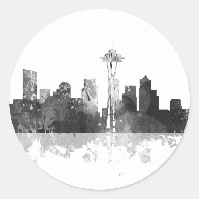 SEATTLE WASHINGTON SKYLINE -Stickers Classic Round Sticker | Zazzle
