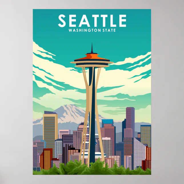 Seattle Washington State United States Travel Poster | Zazzle