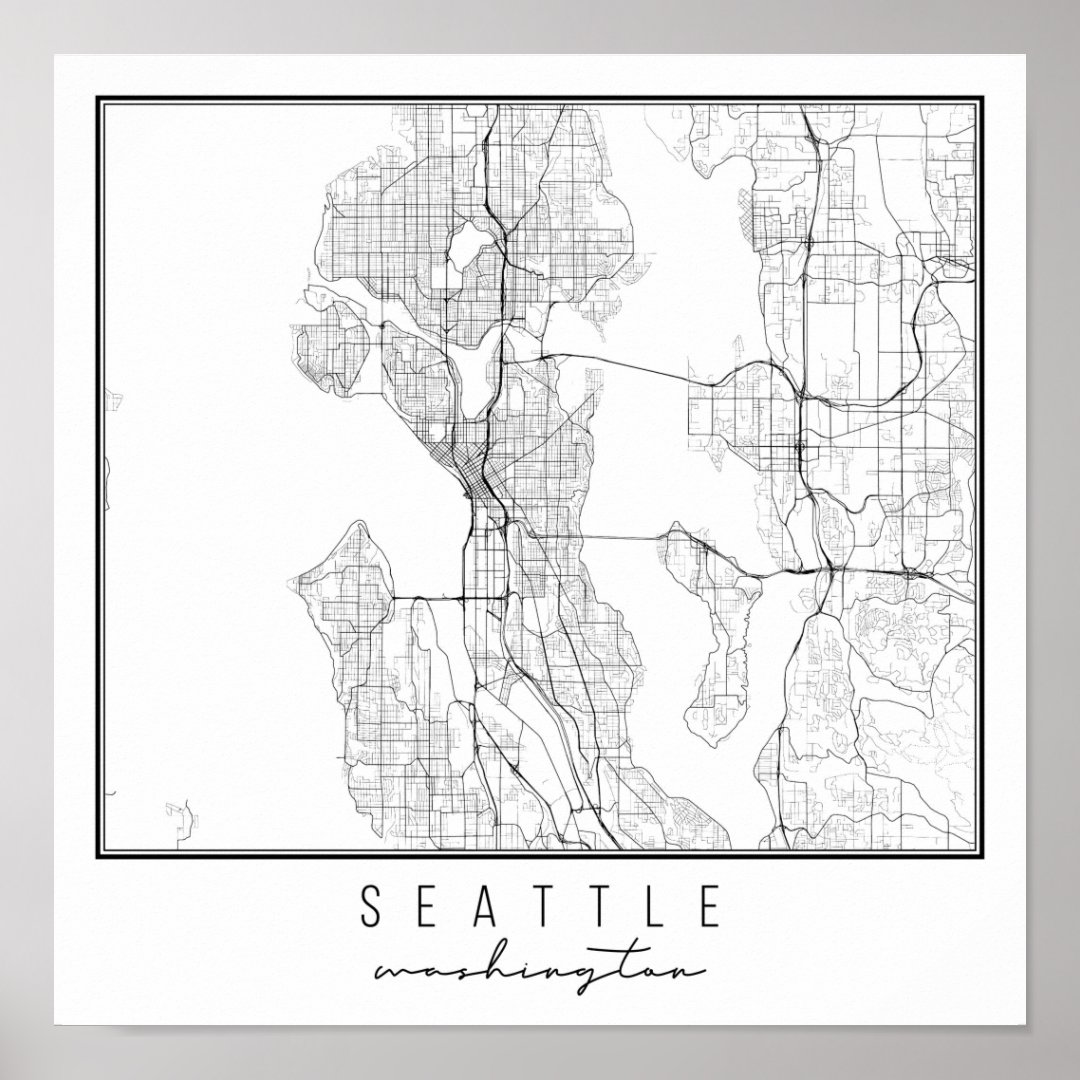 Seattle Washington Street Map Poster | Zazzle