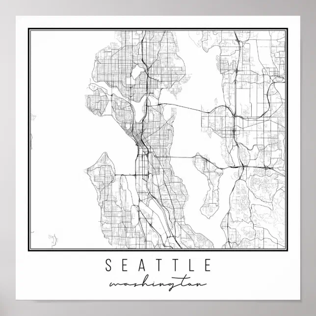 Seattle Washington Street Map Poster | Zazzle