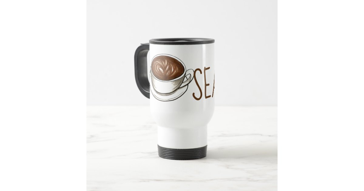Seattle Washington WA Coffee Shop Latte Barista Travel Mug | Zazzle