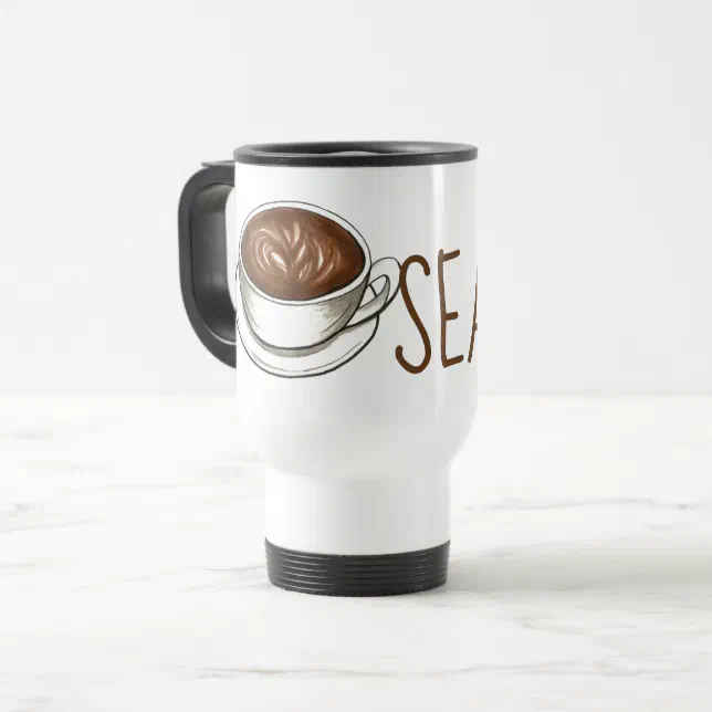Seattle Washington WA Coffee Shop Latte Barista Travel Mug | Zazzle