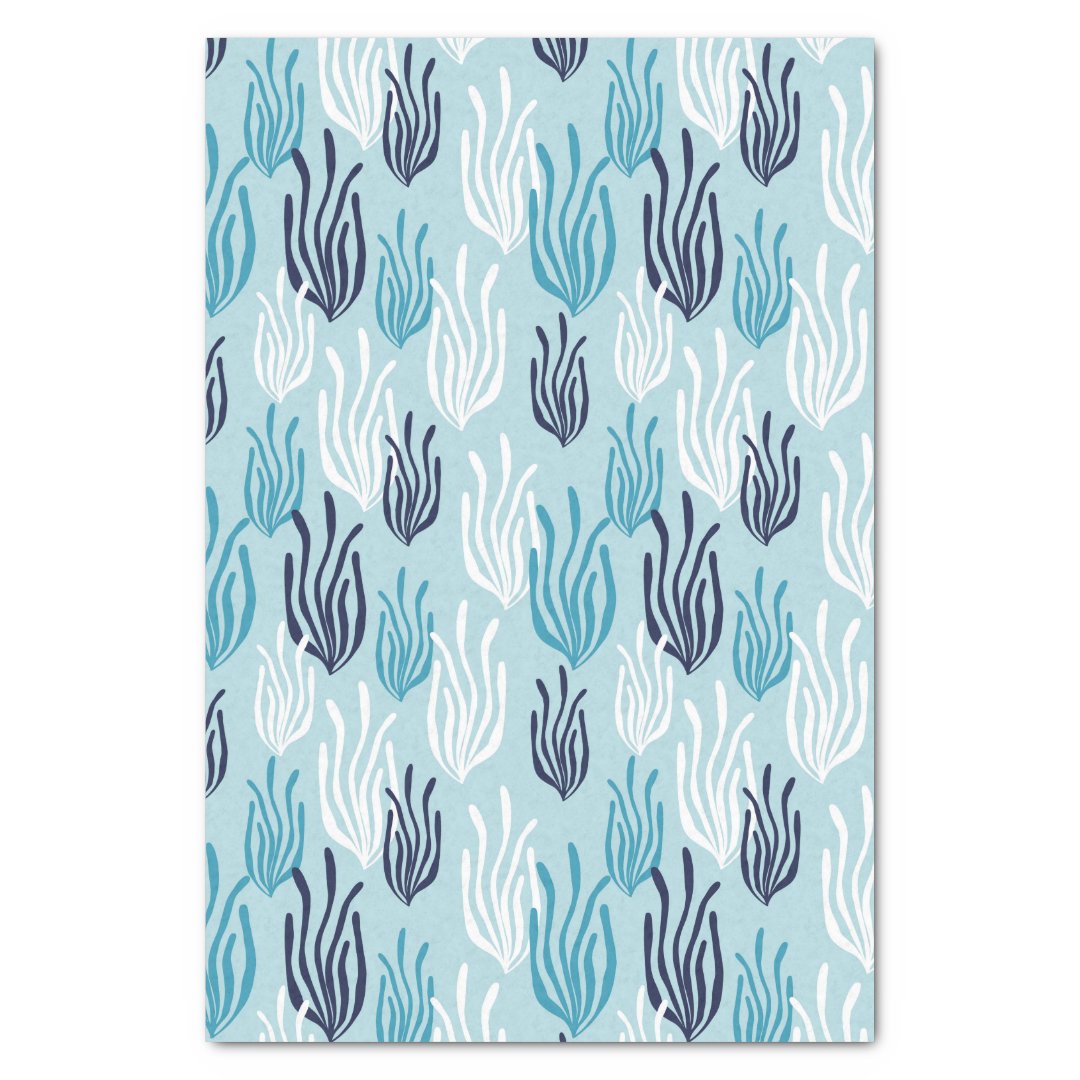 Seaweed Ocean Blue Tissue Paper | Zazzle