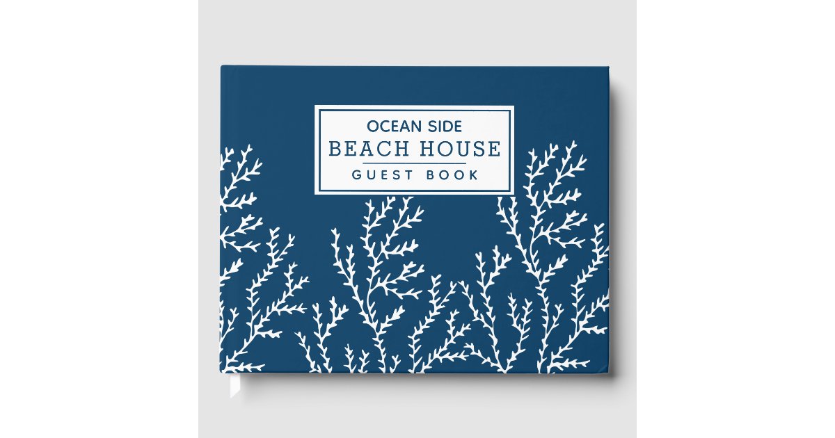 Seaweed Pattern - Beach House Vacation Rental Guest Book | Zazzle