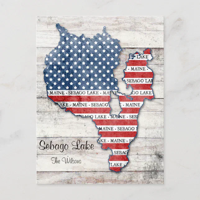 Sebago Lake Maine Map Postcard | Zazzle