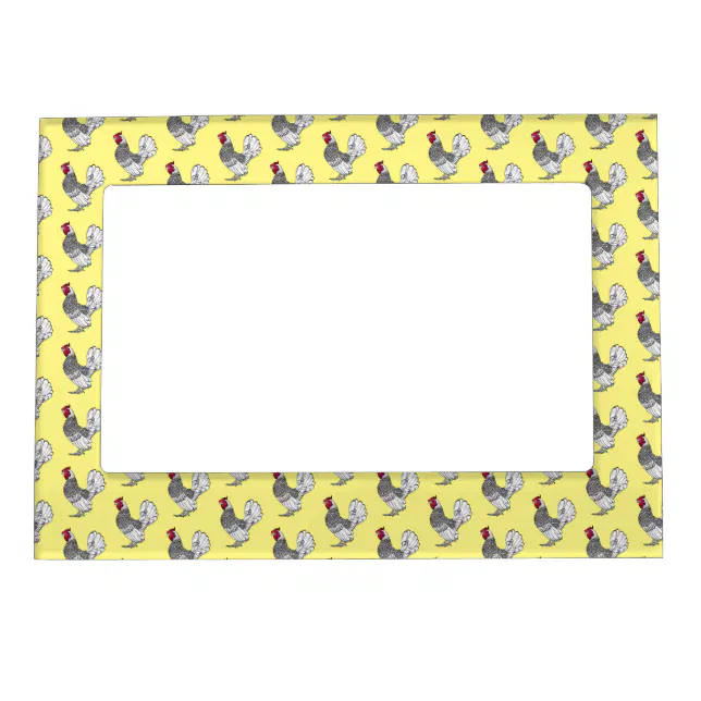 Sebright chicken cartoon illustration magnetic frame | Zazzle