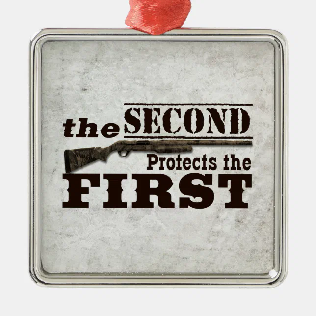 Second Amendment Protects First Amendment Metal Ornament | Zazzle