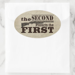 Second Amendment Protects First Amendment Oval Sticker | Zazzle