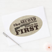 Second Amendment Protects First Amendment Oval Sticker | Zazzle