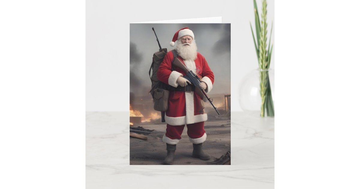 Second Amendment Santa Funny Christmas Holiday Card | Zazzle