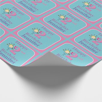 Second Birthday, Two Year Old, Girl Wrapping Paper | Zazzle
