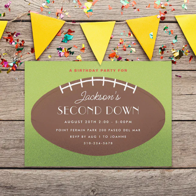 Second Down Football Birthday Party Invitation | Zazzle