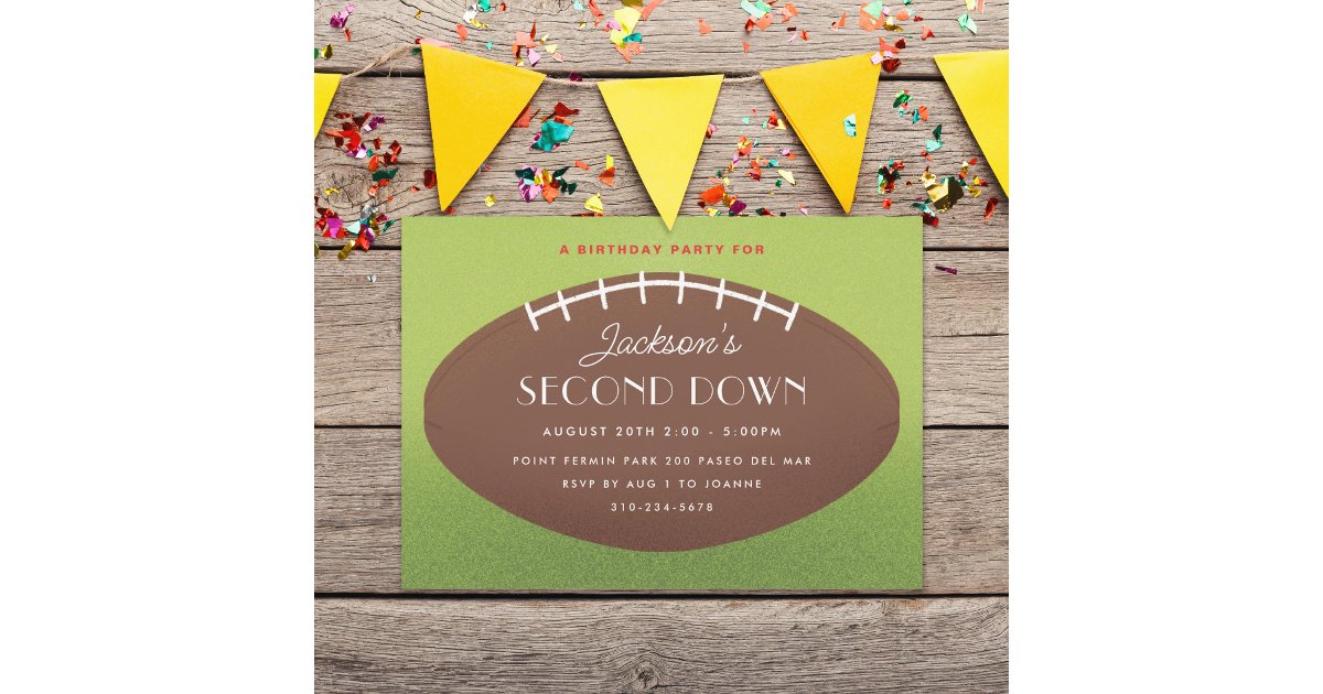 Second Down Football Birthday Party Invitation | Zazzle
