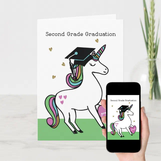 Second Grade Graduation Congratulations Unicorn Card | Zazzle