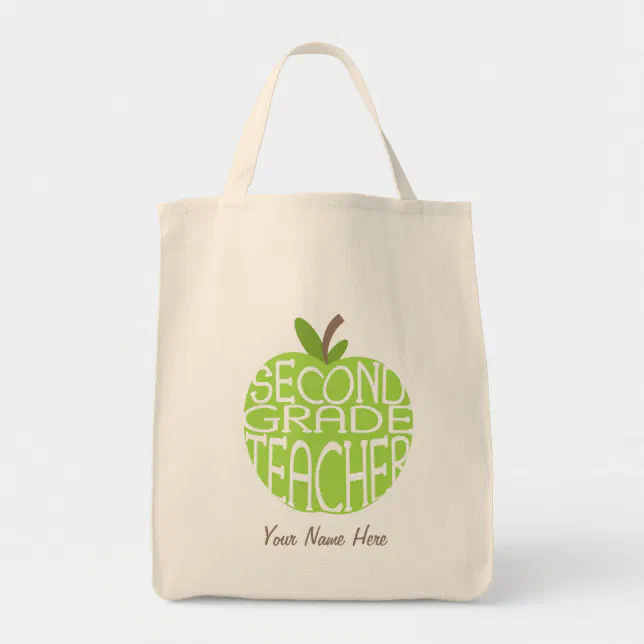Second Grade Teacher Bag - Green Apple | Zazzle