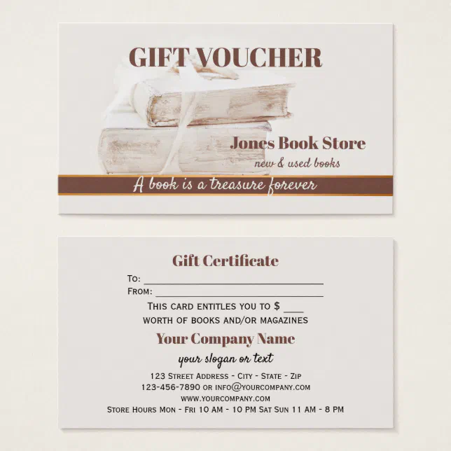 Second Hand and Used Books Gift Voucher Template | Zazzle