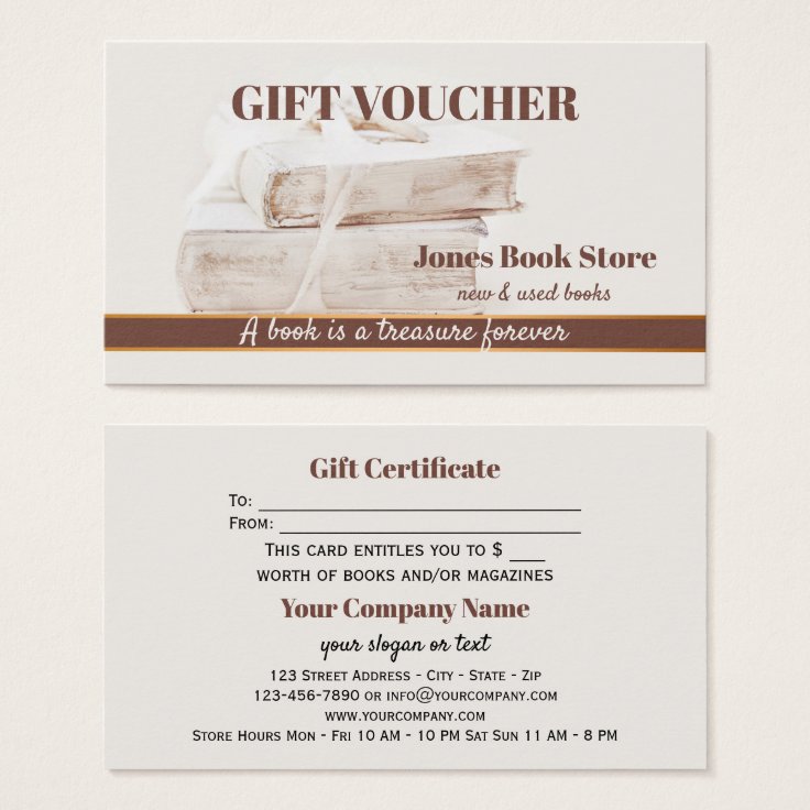 Second Hand and Used Books Gift Voucher Template | Zazzle