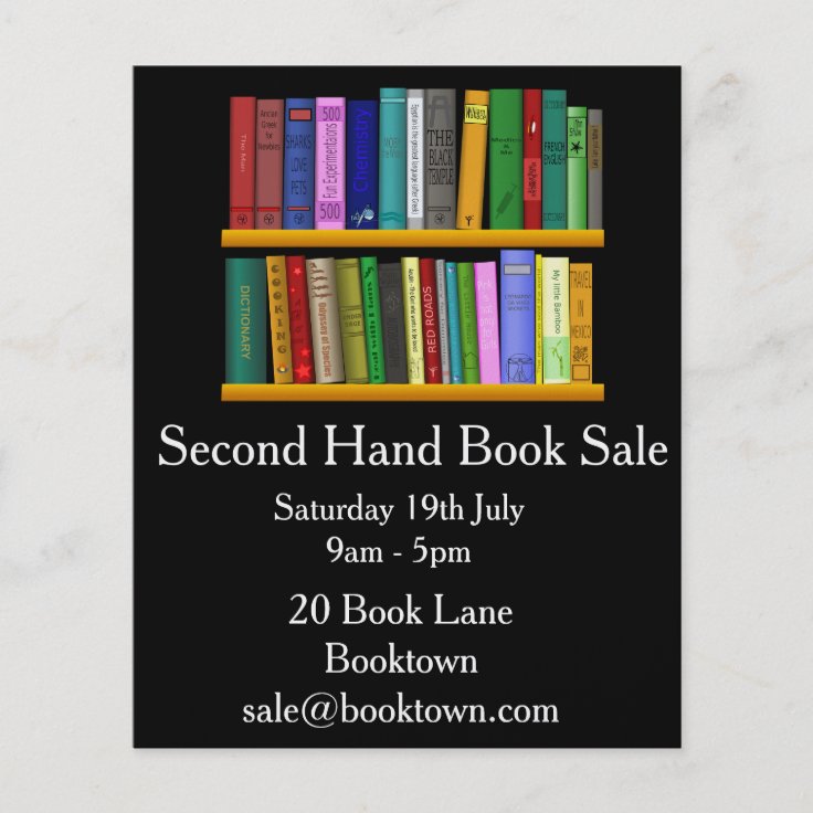 Second Hand Book sale flyer | Zazzle