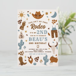 Second Rodeo Cowboy Wild West Birthday Party Invitation | Zazzle