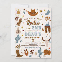Second Rodeo Cowboy Wild West Birthday Party Invitation | Zazzle