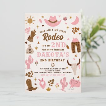 Second Rodeo Cowgirl Wild West Birthday Party Invitation | Zazzle