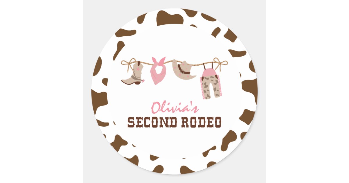 Second Rodeo Western Cowboy 2nd Birthday Classic Round Sticker | Zazzle