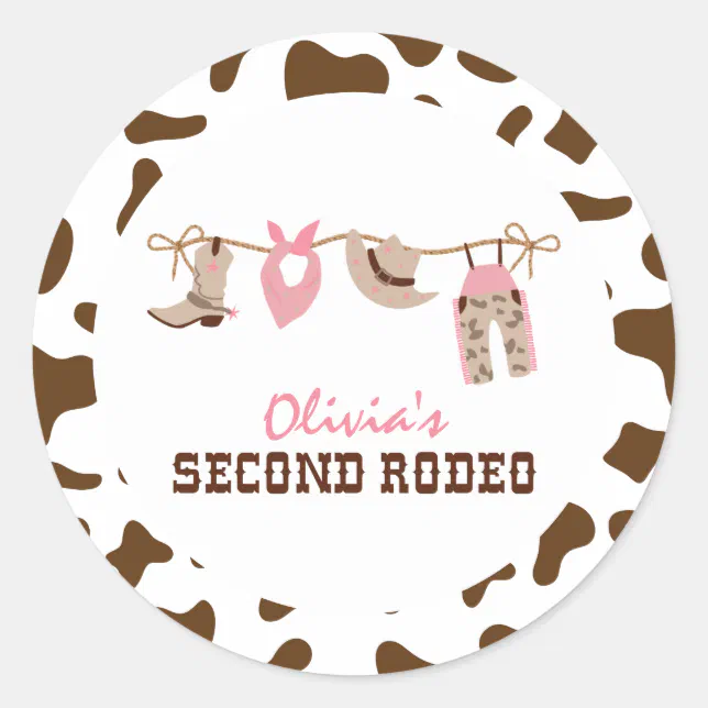 Second Rodeo Western Cowboy 2nd Birthday Classic Round Sticker | Zazzle