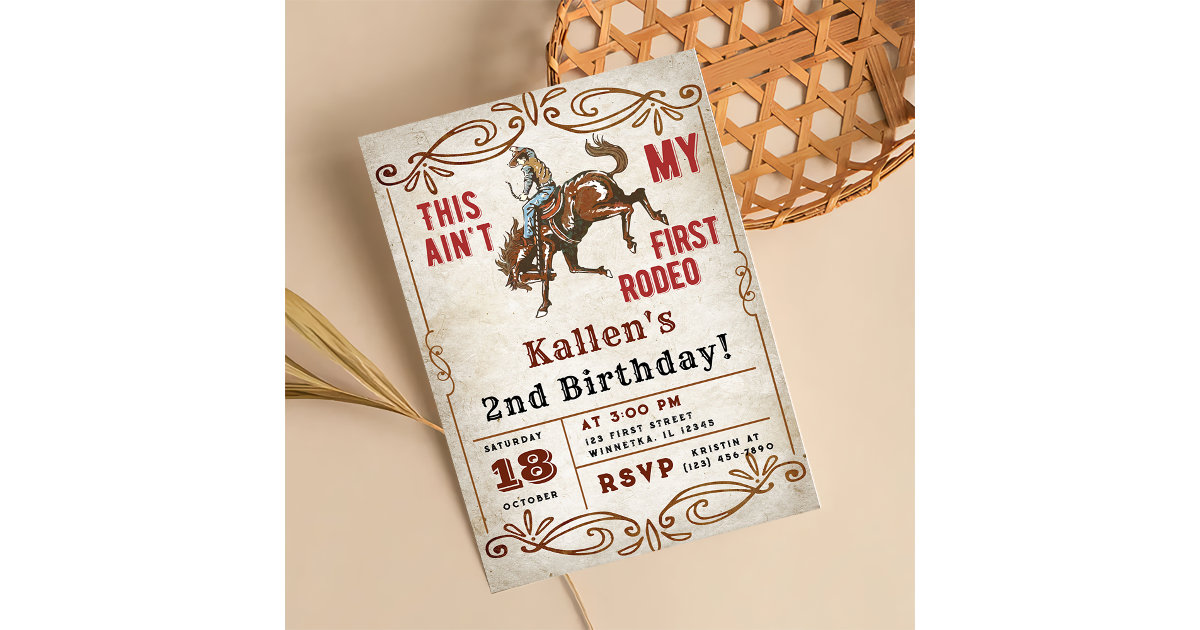 Second Rodeo Western Cowboy 2nd Birthday Invitation | Zazzle