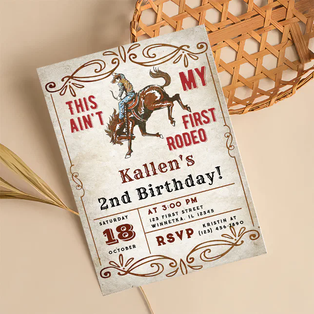 Second Rodeo Western Cowboy 2nd Birthday Invitation | Zazzle