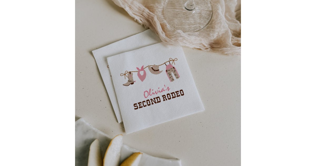 Second Rodeo Western Cowboy 2nd Birthday Napkins | Zazzle