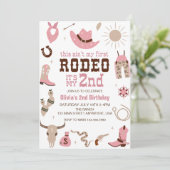 Second Rodeo Western Cowgirl 2nd Birthday Invitation | Zazzle