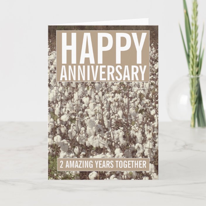 Second Wedding Anniversary Cotton Greeting Card | Zazzle.com