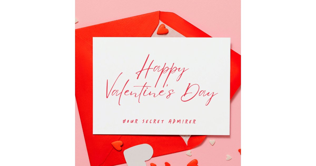 SECRET ADMIRER RED WHTE MODERN CUSTOM VALENTINES CARD | Zazzle