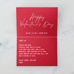 SECRET ADMIRER RED WHTE MODERN CUSTOM VALENTINES CARD | Zazzle