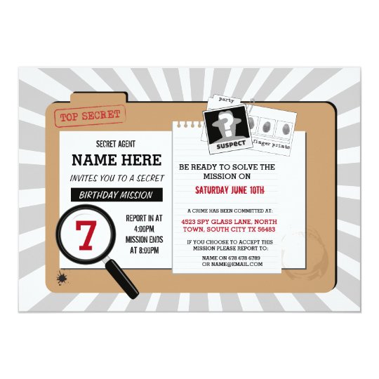 Secret Agent Birthday Detective Mission Invite | Zazzle.com