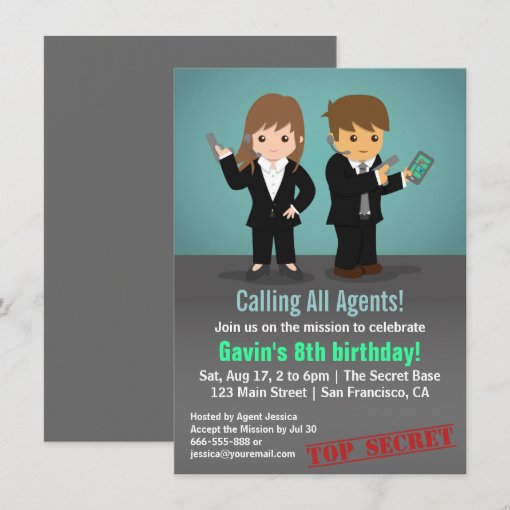 Secret Agent Birthday Party Invitation | Zazzle