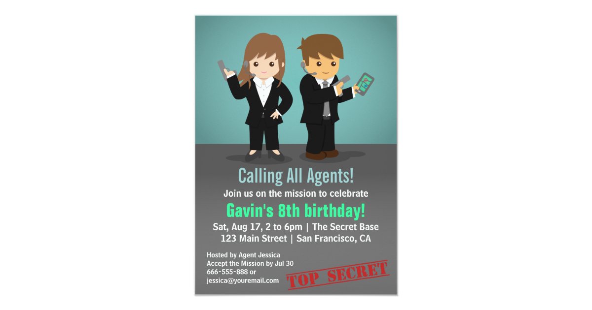 Secret Agent Birthday Party Invitation | Zazzle.com