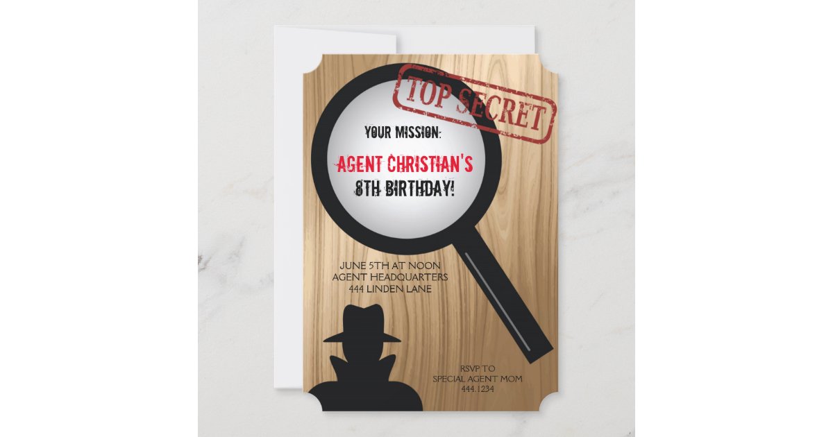 Secret Agent Birthday Party Invitations | Zazzle