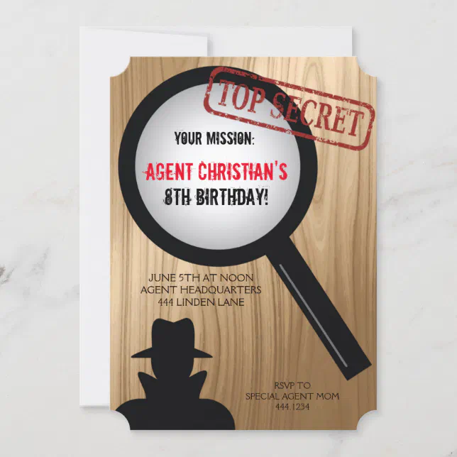 Secret Agent Birthday Party Invitations | Zazzle
