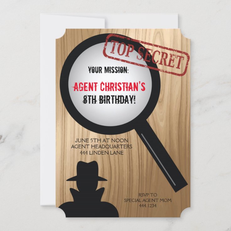 Secret Agent Birthday Party Invitations | Zazzle