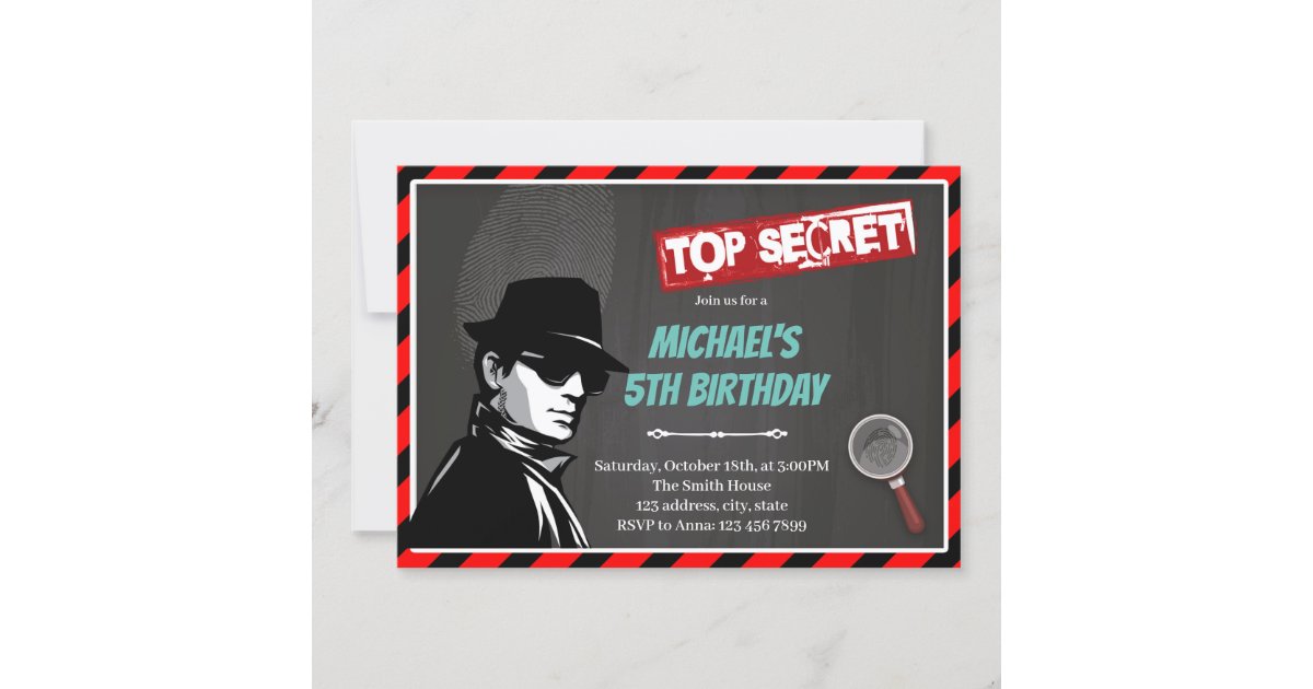 Secret agent birthday theme Invitation | Zazzle