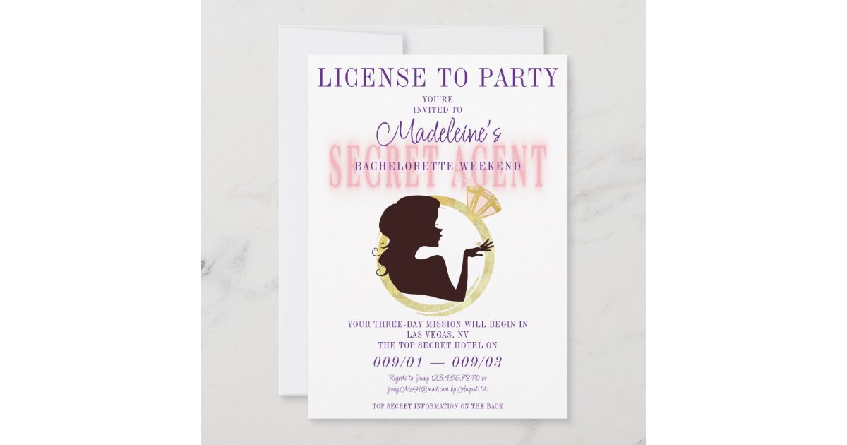 Secret Agent License Party Bachelorette Itinerary Invitation | Zazzle