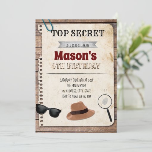 Secret Agent Spy Detective invitation | Zazzle