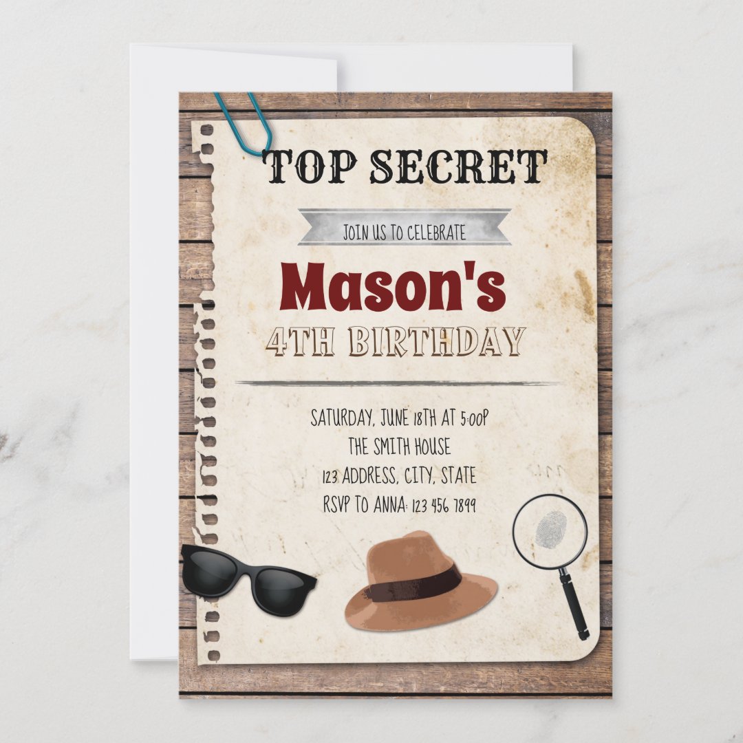 Secret Agent Spy Detective invitation | Zazzle