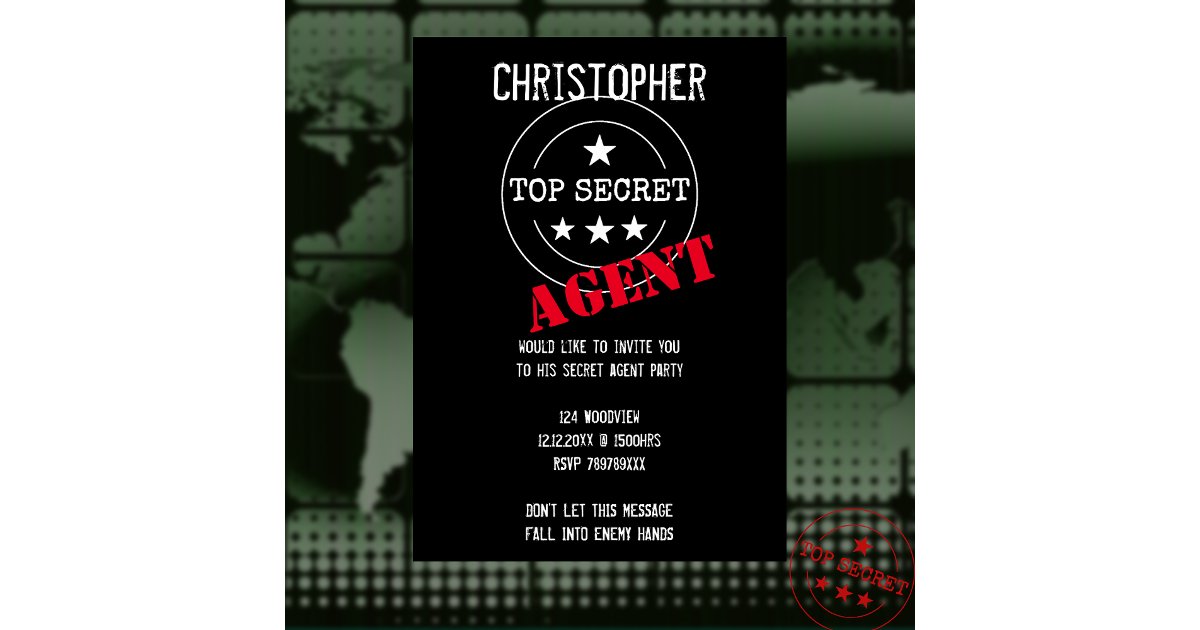 Secret Agent - TOP SECRET Party Invitation | Zazzle