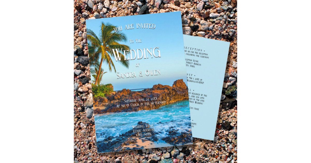 Secret Beach Maui, Tropical, Paradise, Wedding Invitation | Zazzle